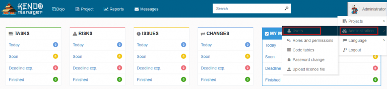 Creation a user in Kendo Manager