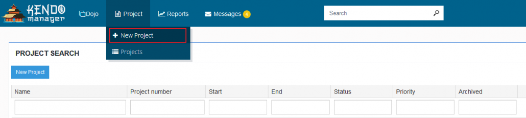 Creation a project | Kendo Manager